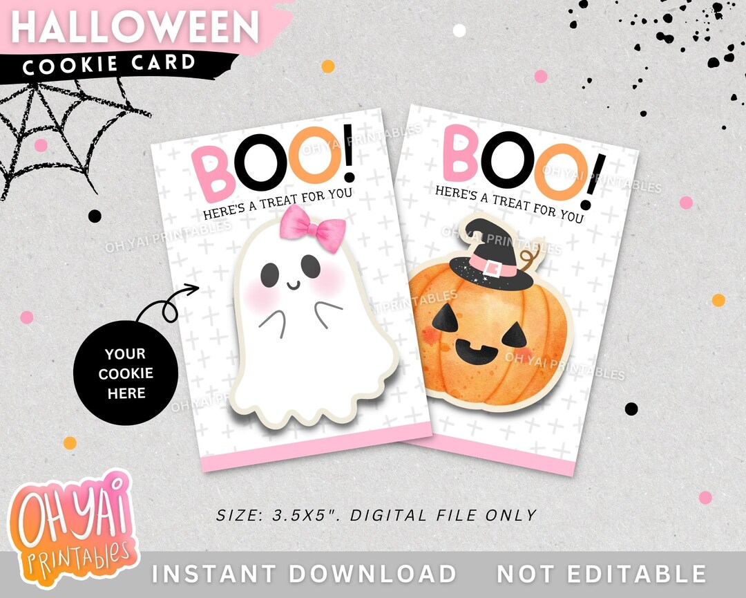 Halloween Cookie Card, Printable Halloween Cookie Card, 3.5x5in Cookie ...