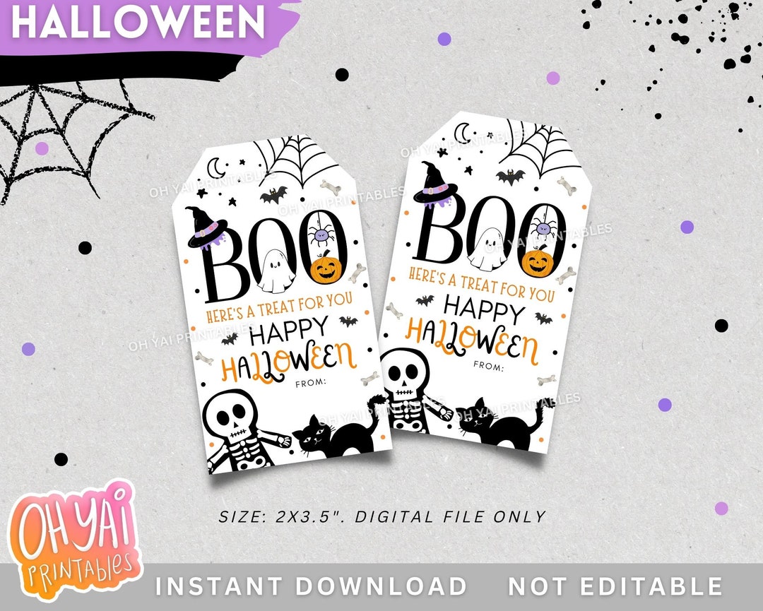 Boo Here's a Treat for You Tag Halloween Tag Printable - Etsy