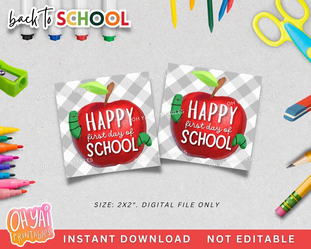 Happy First Day of School Tag Back to School Tag Printable - Etsy