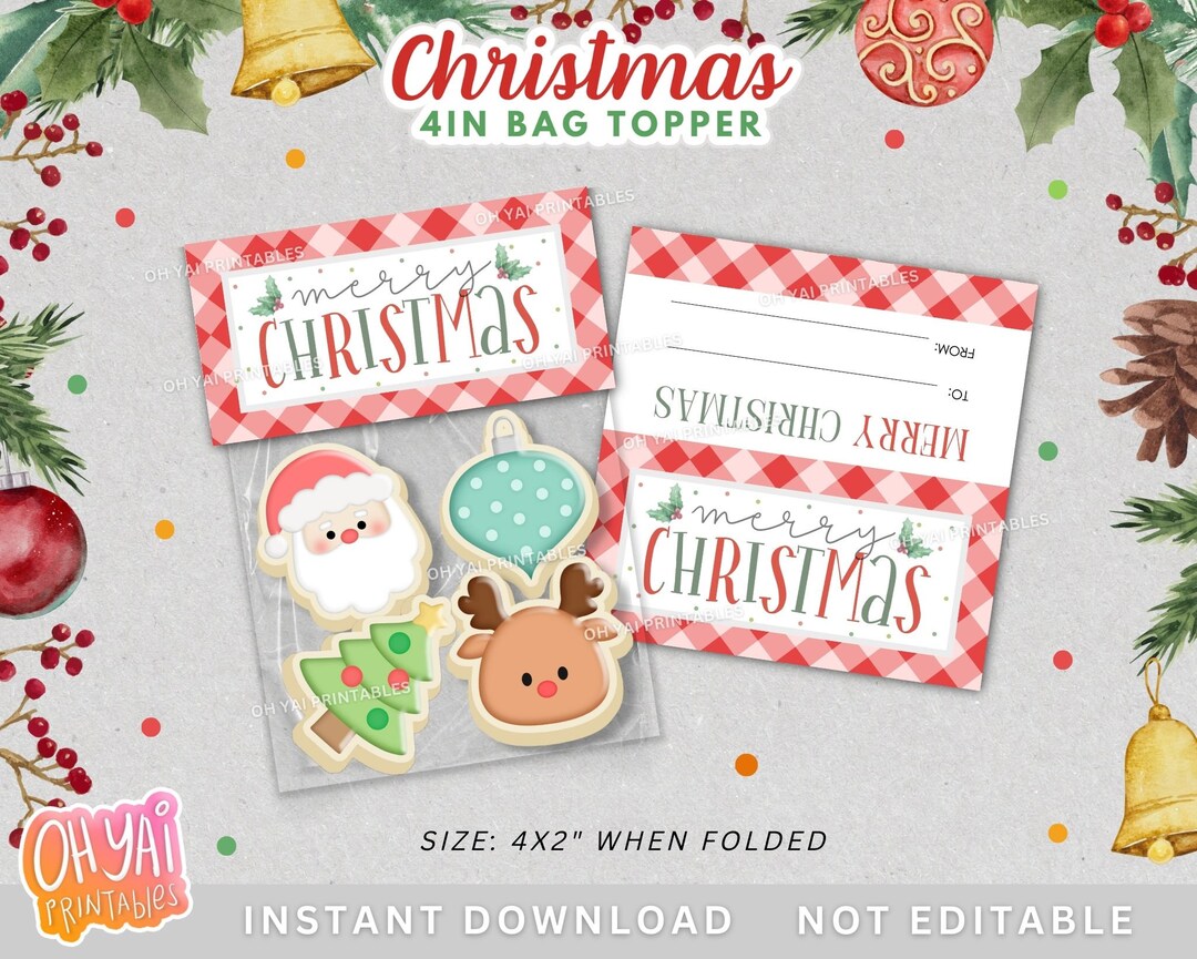 Christmas Bag Topper 4x2 Bag Topper Printable Christmas Bag - Etsy Canada