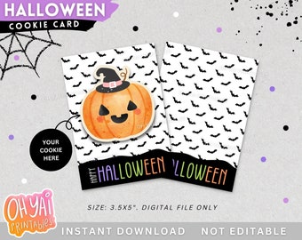 Halloween Cookie Card, Printable Halloween Cookie Card, 3.5x5in Cookie ...