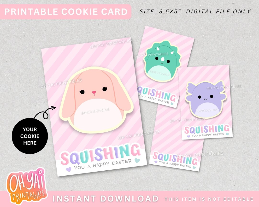 Squishmallow Cookie Card, Squishing You a Happy Easter Cookie Card ...