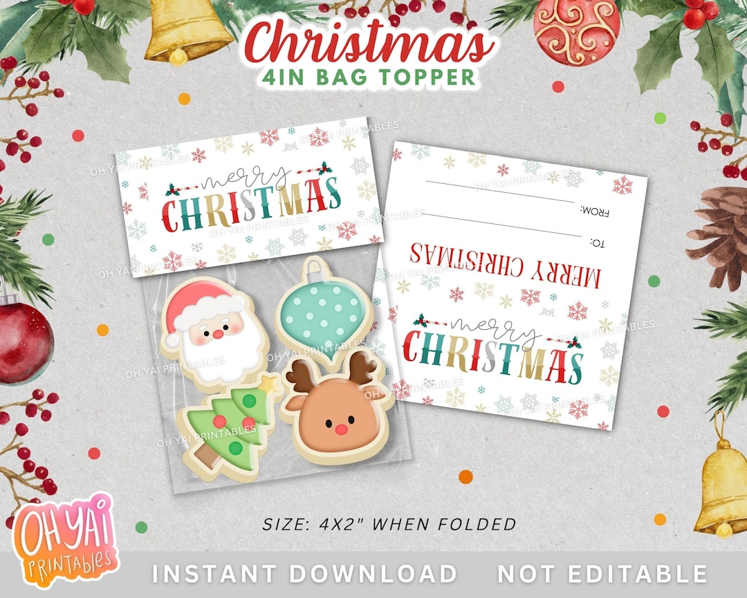Christmas Bag Topper, 4x2 Bag Topper, Printable Christmas Bag Topper ...