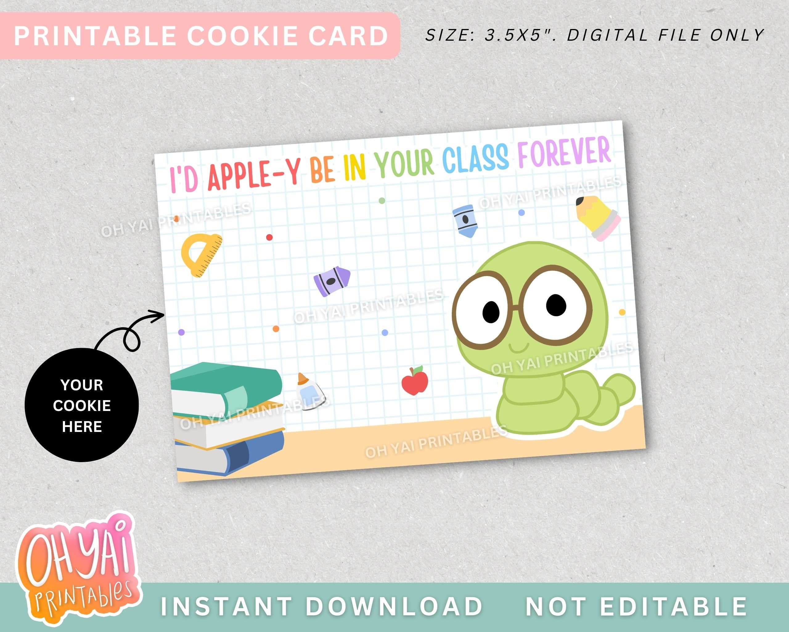 Teacher Appreciation Cookie Card Printable Teacher - Etsy