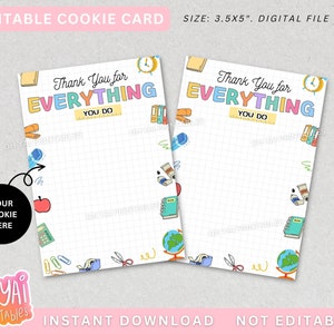 Teacher Appreciation Cookie Card Printable Teacher - Etsy