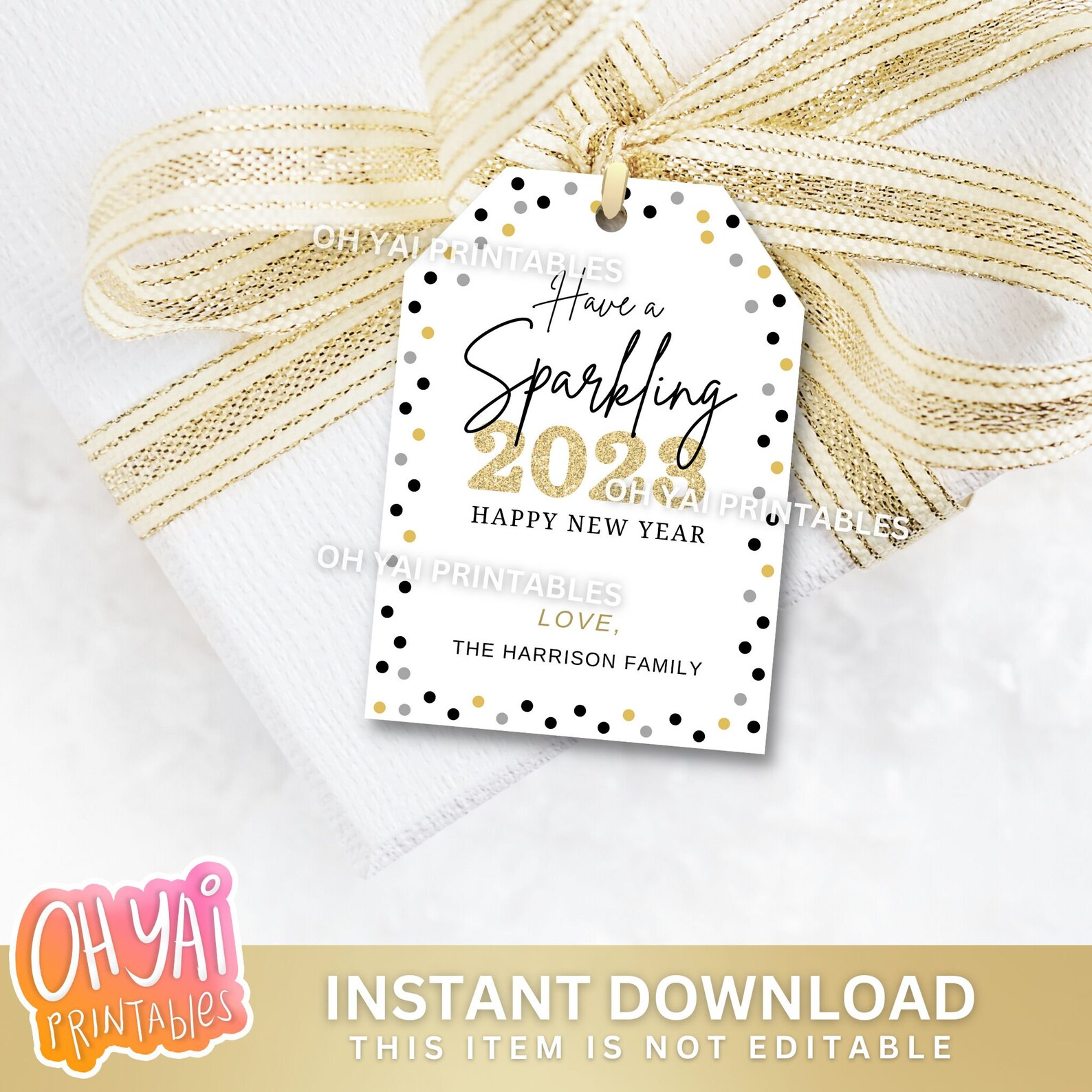 Printable New Years Tag Happy New Year Champagne Tag - Etsy