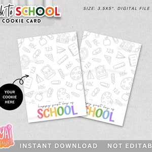 Back to School Cookie Card, Printable Cookie Card, First Day of School ...