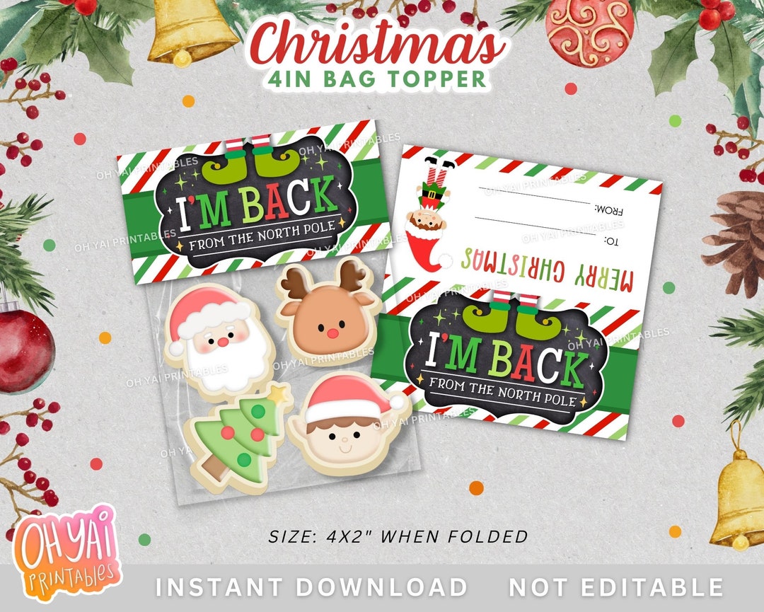 Christmas Bag Topper, 4x2 Bag Topper, Printable Christmas Bag Topper ...