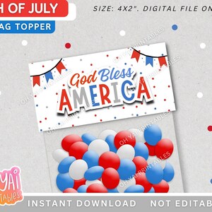Printable 4th of July Treat Bag Topper 4th of July Bag - Etsy