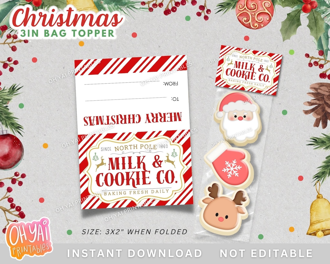Christmas Bag Topper, 3x2 Bag Topper, Printable Christmas Bag Topper ...