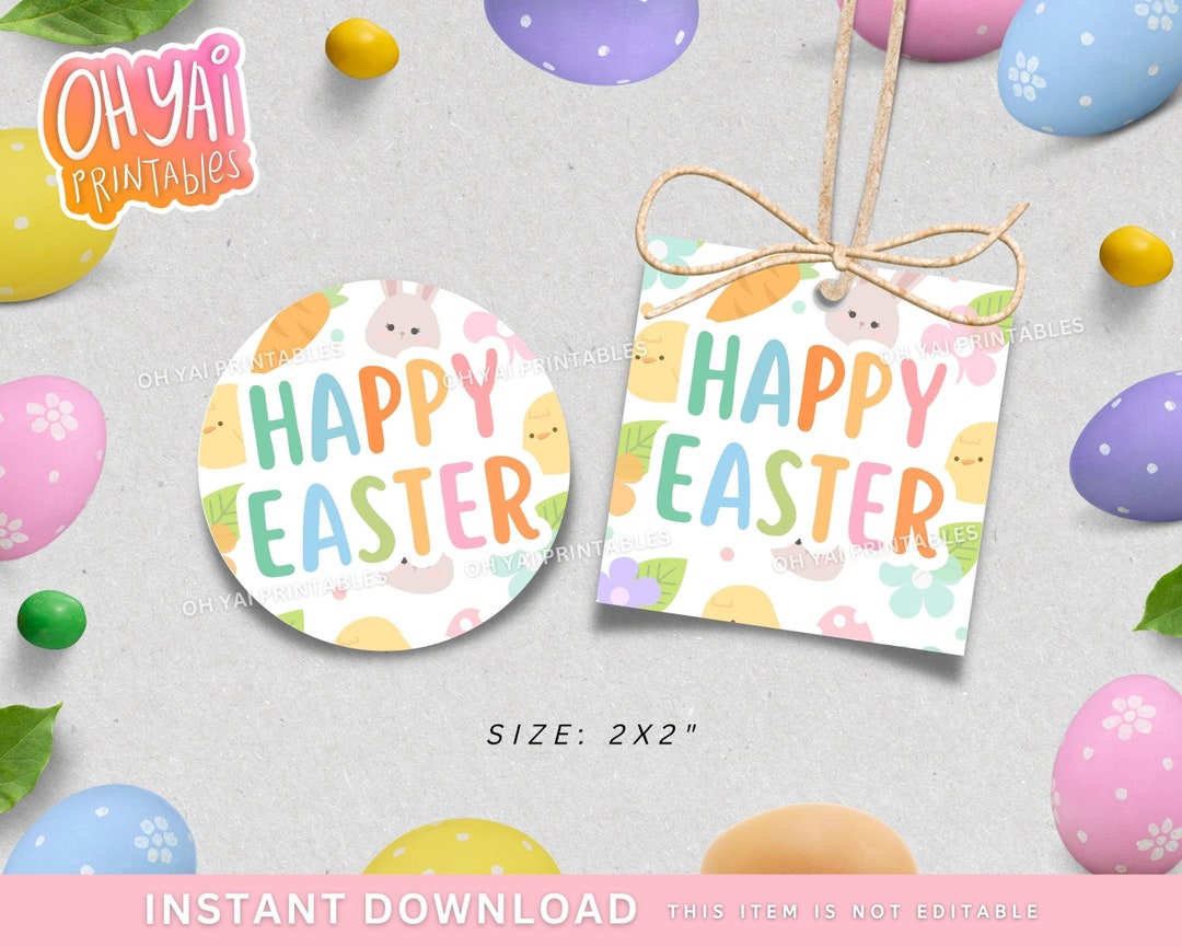 Printable Easter Tag, Printable Easter Treats Tag, Round Easter Tag ...