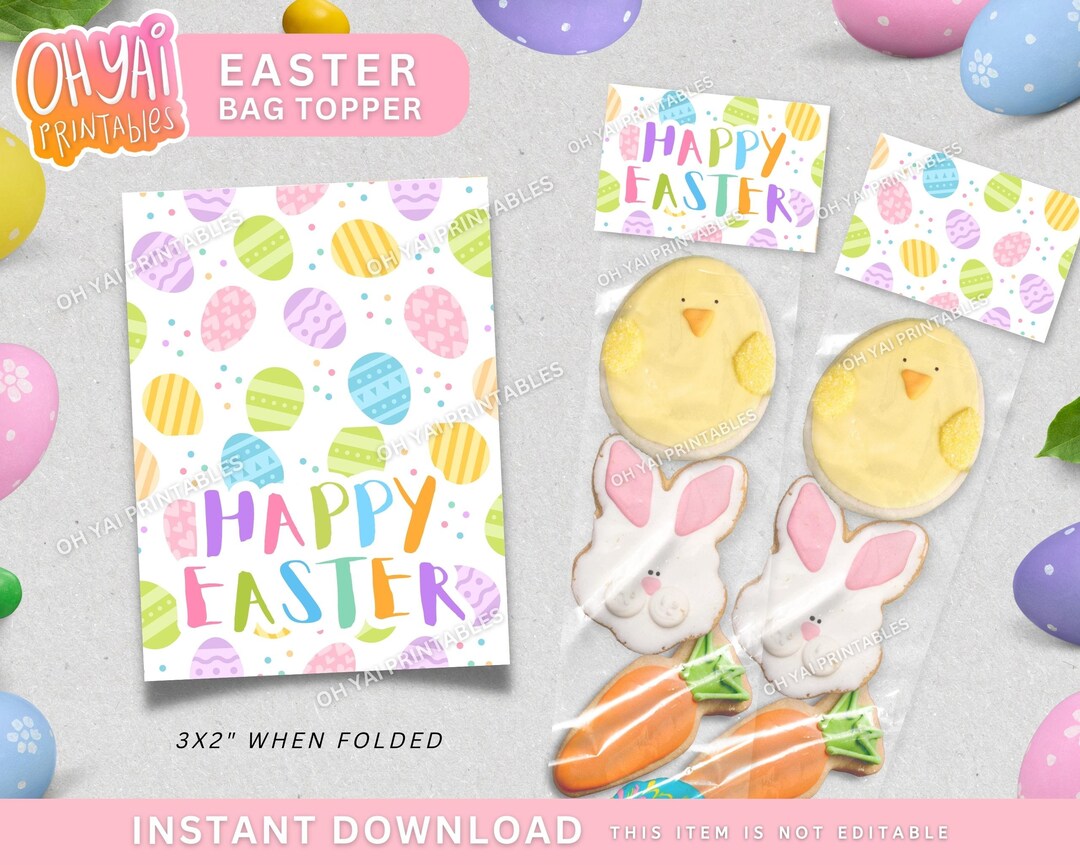 3 Easter Treat Bag Topper, PYO Easter Cookie Topper, Easter Tag ...