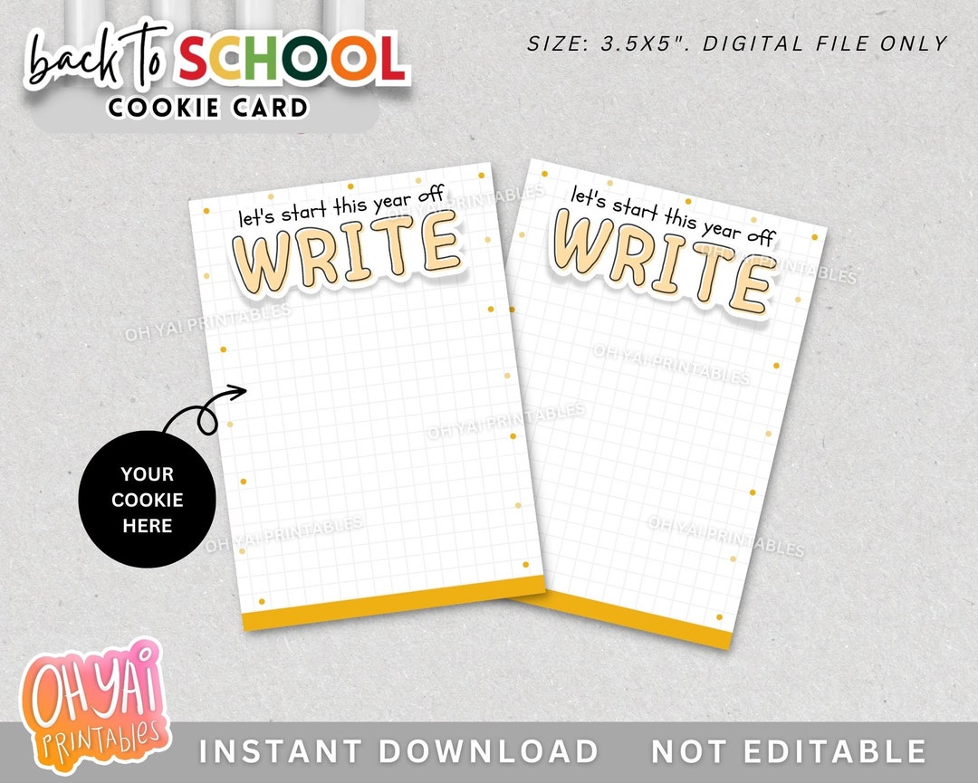 Back to School Cookie Card, Printable Cookie Card, First Day of School ...