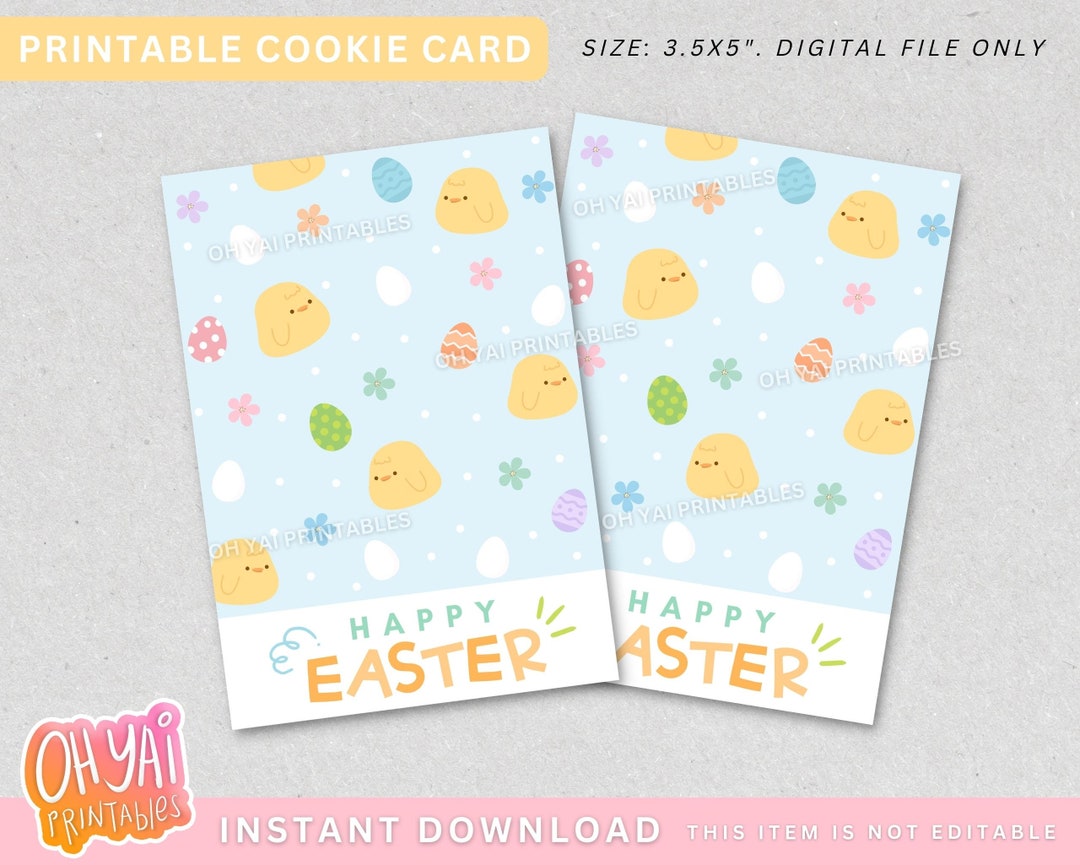 Easter Cookie Card, Chick Cookie Card, Bunny Bait Cookie Card, Easter ...