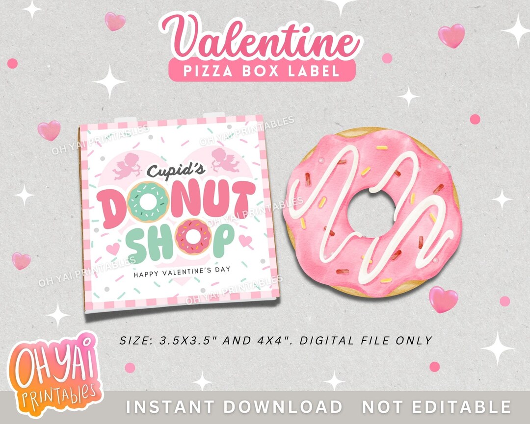 Valentine Donut Box Label, Donut Shop Box Label, Pizza Box Label ...