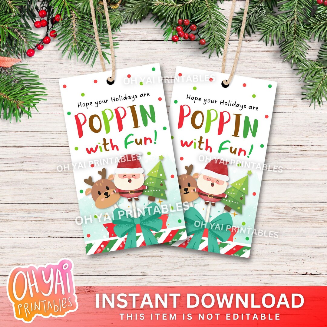 Cake Pop Tags, Cake Pop Favor Tag, Just Poppin Tag, Christmas Cake Pop ...