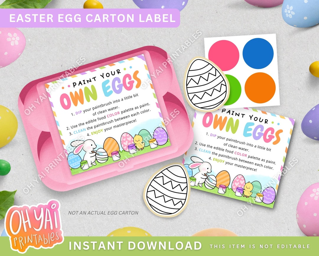 Egg Carton Label, Printable Egg Carton Label, Easter PYO Cookie Label ...