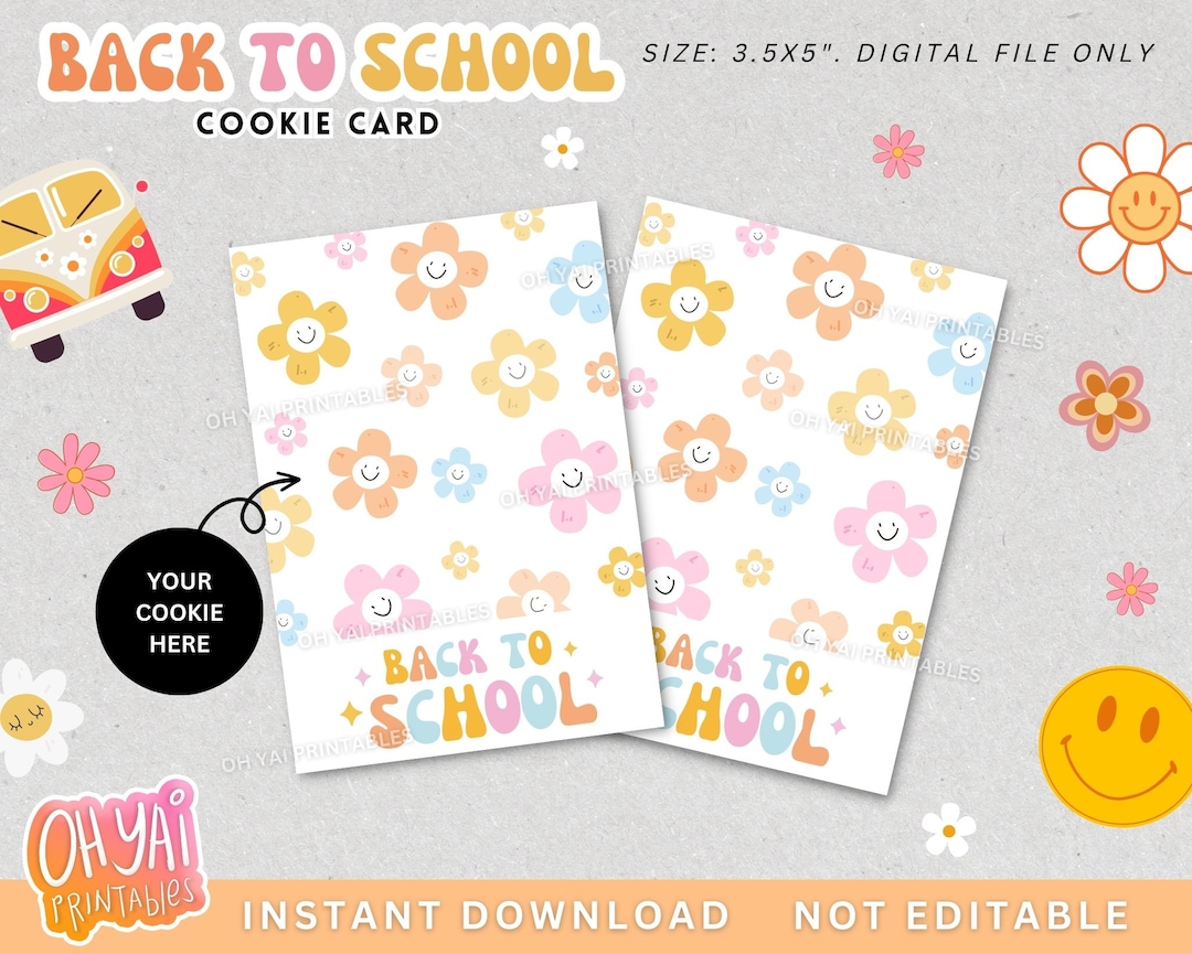 Groovy Cookie Card Back to School Cookie Card Printable - Etsy