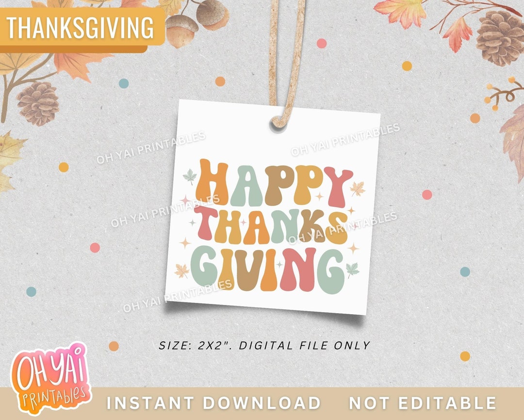 Groovy Thanksgiving Tag, Happy Thanksgiving Tag, Vintage Thanksgiving ...