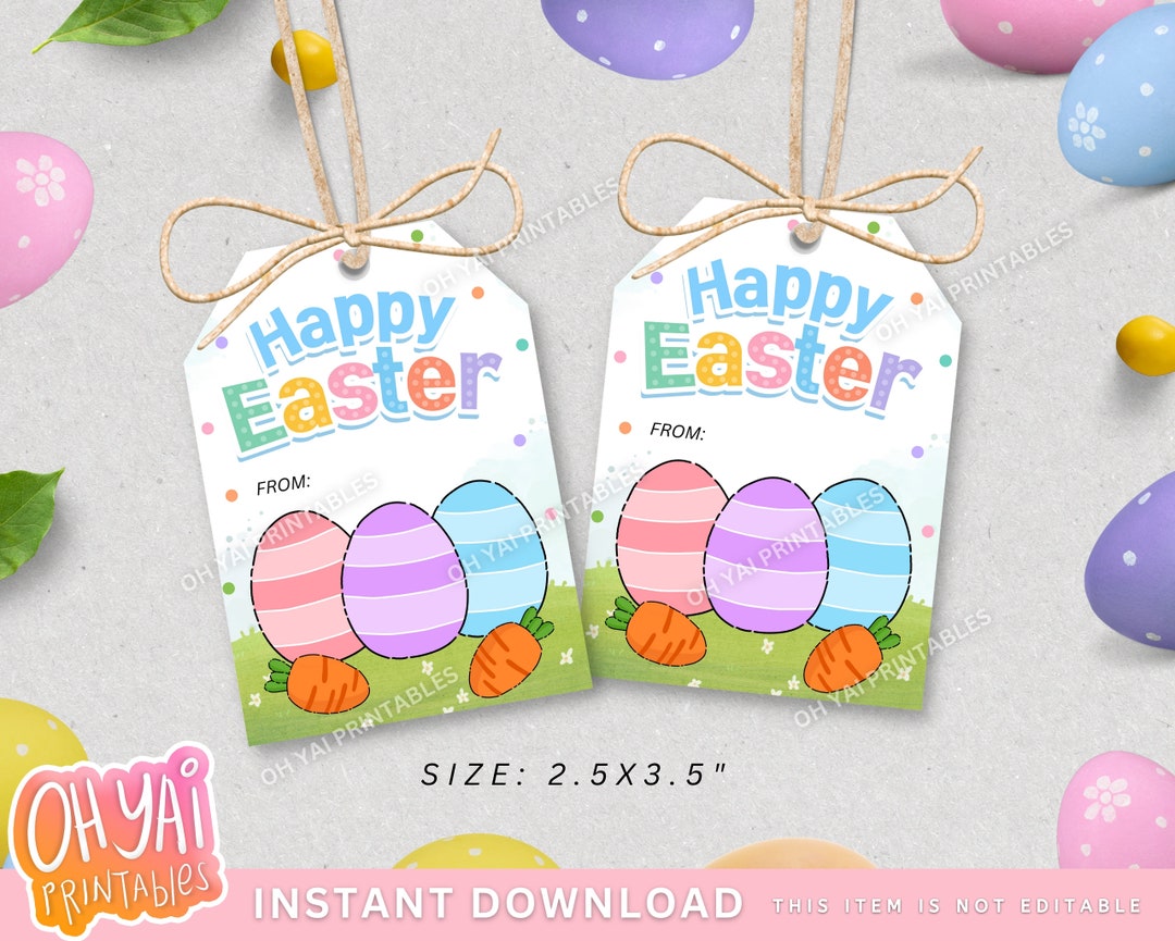 Printable Happy Easter Tags, Easter Printables, Bunny Tag, Easter Tags ...
