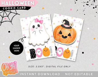Halloween Cookie Card, Printable Halloween Cookie Card, 3.5x5in Cookie ...