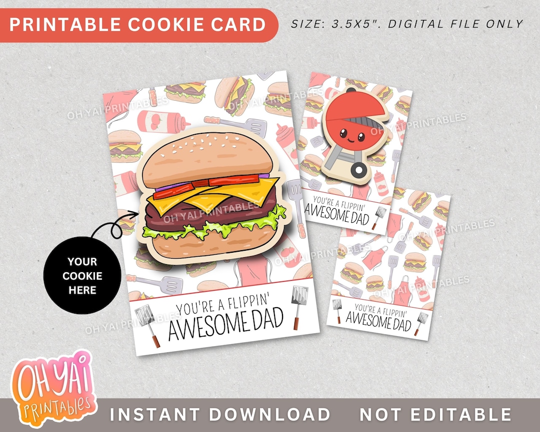 Father's Day Cookie Card, Flippin' Awesome Dad Cookie Card, BBQ Cookie ...