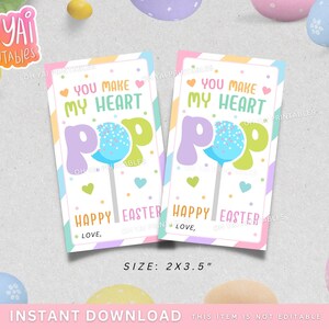 Printable Cake Pop Tag, Easter Lollipop Tag, Happy Easter Tag, Easter ...