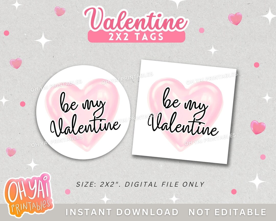 Valentine Tag, Printable Valentine's Day Tag, Valentine's Day Favor Tag ...