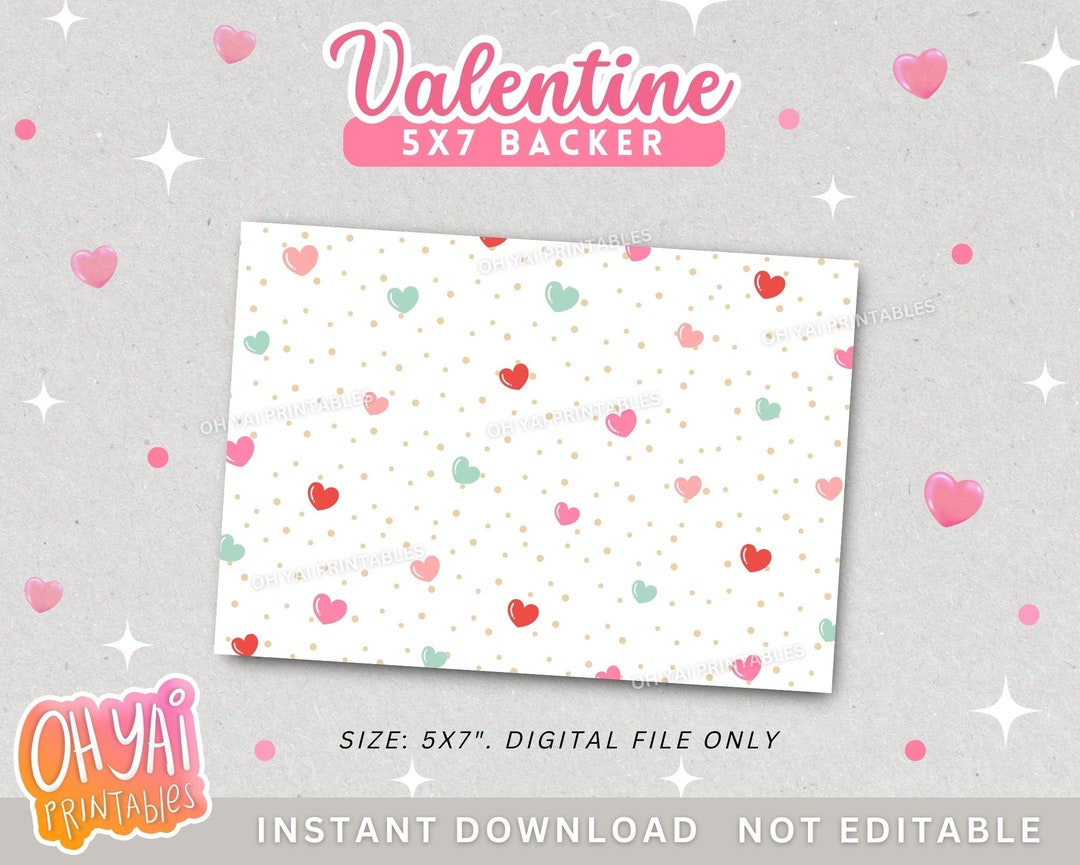 Printable Valentine Box Backer, Cookie Box Backer, 5x7 Box Backer ...