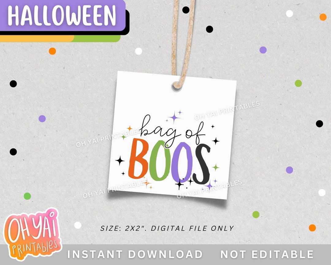 Halloween Tag, Bag of Boos Tag, Halloween Cookie Tag, Printable ...