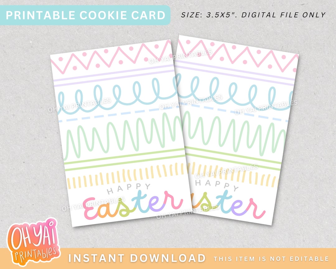 Easter Cookie Card, Chick Cookie Card, Bunny Bait Cookie Card, Easter ...