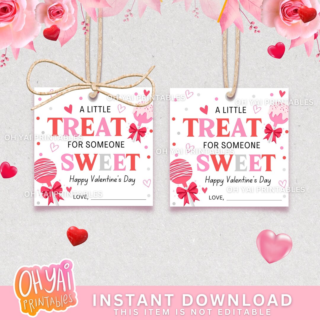 Printable Valentines Day Tag, Valentine Treats Tag, Valentine Favor Tag ...