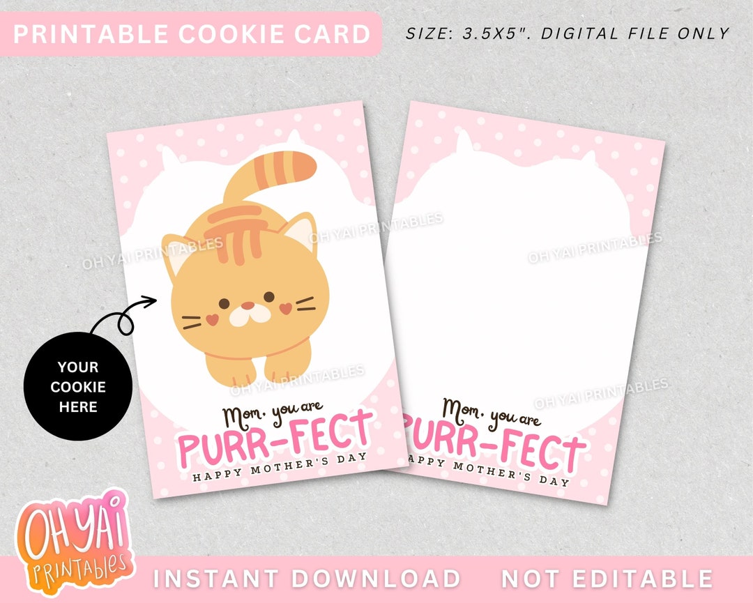 Printable Mother's Day Cookie Card, Sugar Cookie Card Backing ...