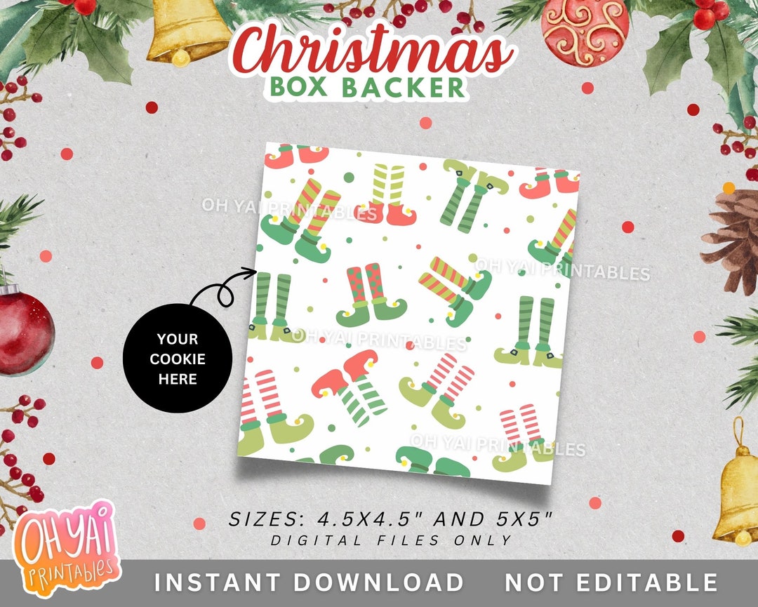 Christmas Box Backer, Elf Cookie Backer, Cookie Box Backer, 5in Box ...
