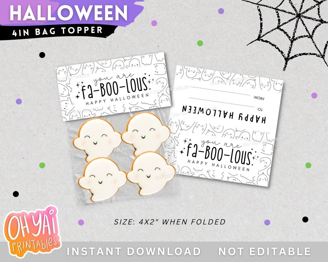 Halloween Bag Topper, 4x2 Bag Topper, Printable Halloween Bag Topper ...