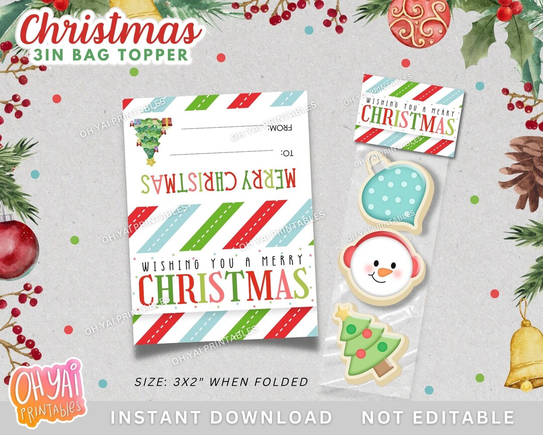 Christmas Bag Topper, 3x2 Bag Topper, Printable Christmas Bag Topper ...