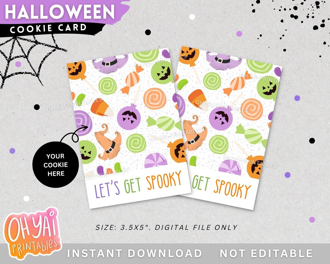 Halloween Cookie Card Printable Halloween Cookie Card - Etsy