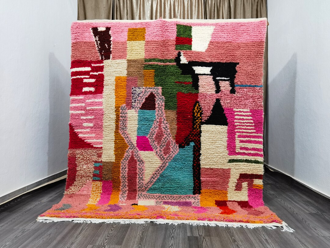 Colorful Berber Rugs for Living Room - Beni Ourain Carpet -hand Woven ...