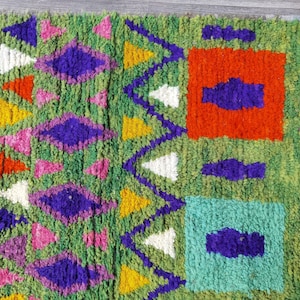Custom Moroccan Rug, Green Rugs, Hand Knotted Rug , Abstract Green Rug ...