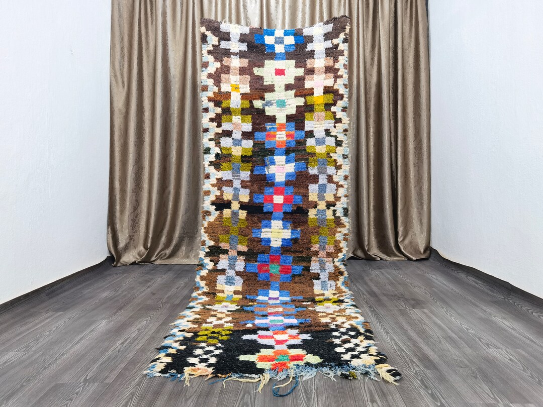 Black Berber Runner Rug 2.8x8.2 Ft ( 95x270 Cm) , Abstract Hallway Rug ...