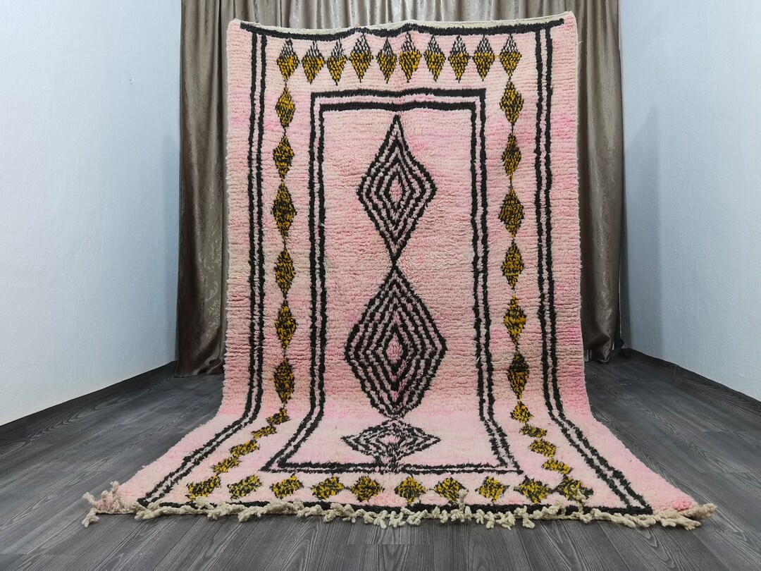 AMAZING MOROCCAN PINK Rug - Custom Bohemian Rugs - Wool Rug Green ...