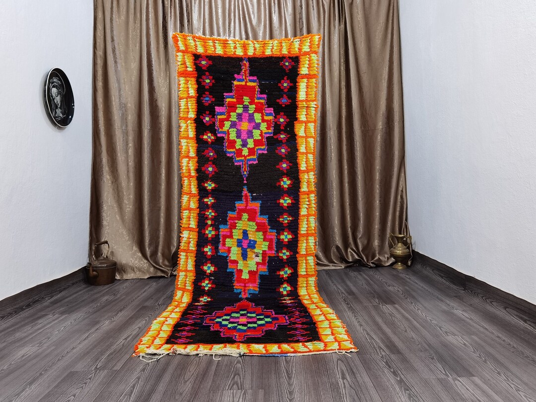 3x9 Ft - Boujaad Entryway Runner, Vintage Runner Rug, Berber Runner Rug ...