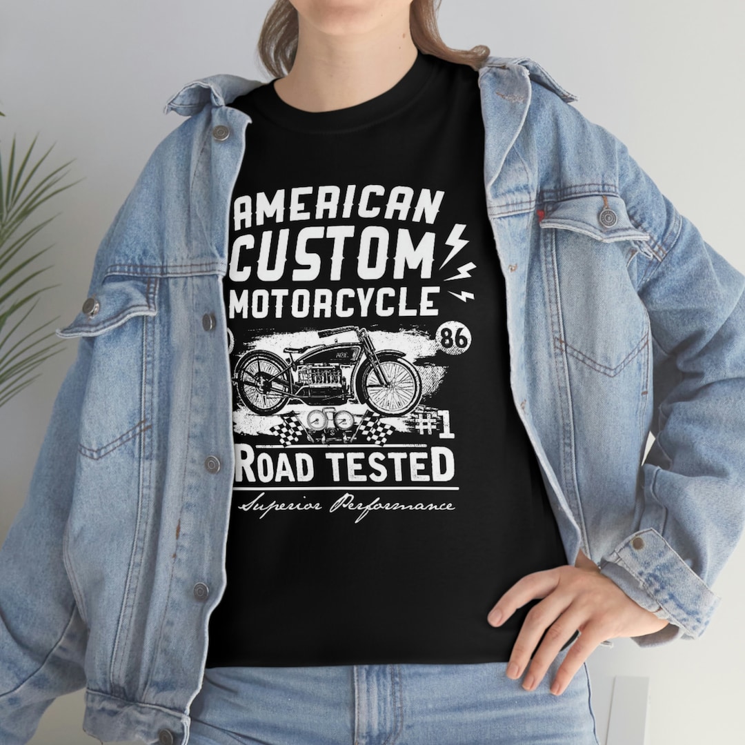 American Custom Motorcycle T-shirt, Biker T-shirt, Motorcyclist T-shirt ...