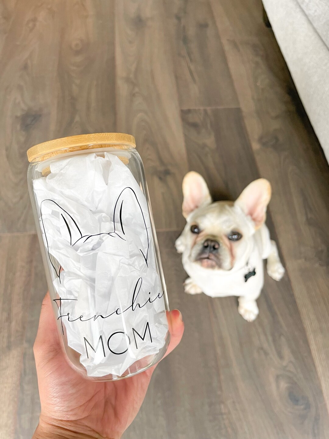 Frenchie Cup, Frenchie Glass Cup With Straw, Frenchie Glass Cup, Custom ...