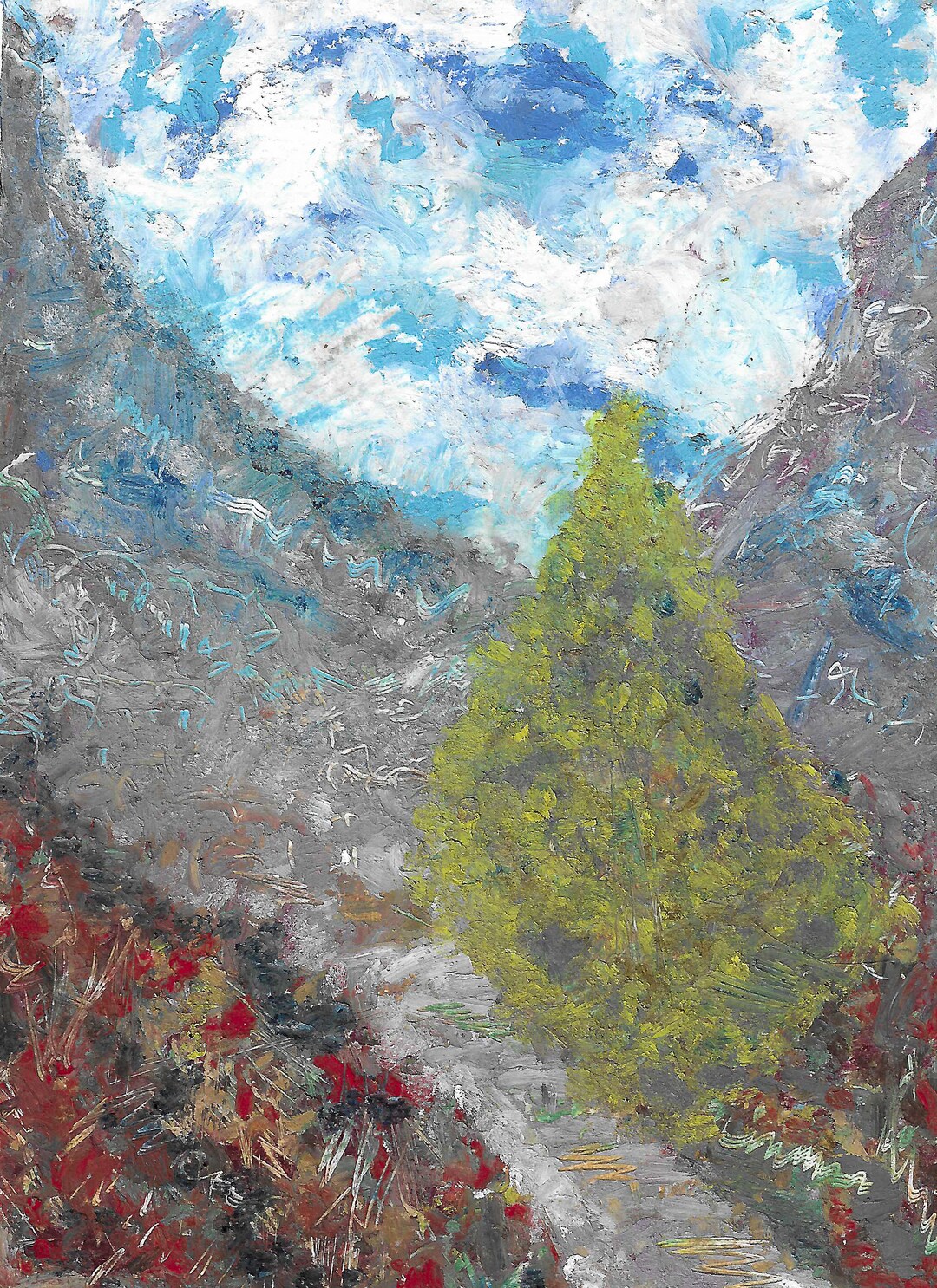 Giclée 4x5.3 Impressionist Mountainside Landscape High Gloss ...