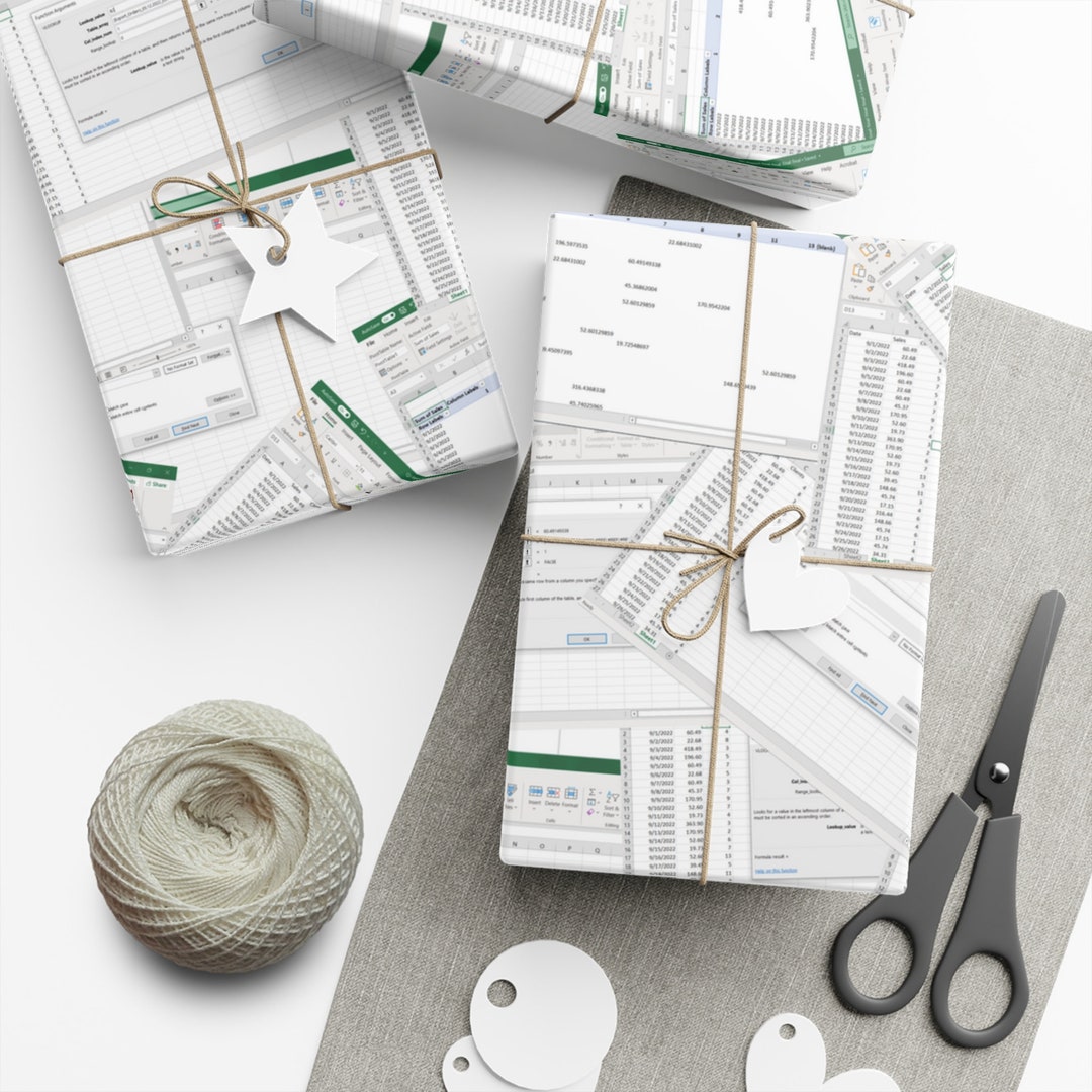 Wrapping Paper With Excel Pattern, Paper Spreadsheet, Funny Birthday ...