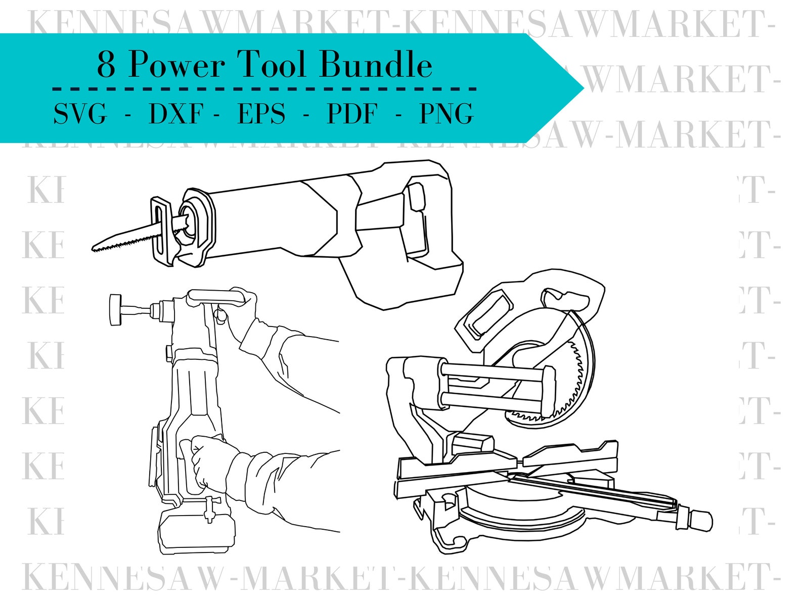 Modern Manly Tool Outline SVG, Dxf, Eps, Pdf, Png/power Tools for ...