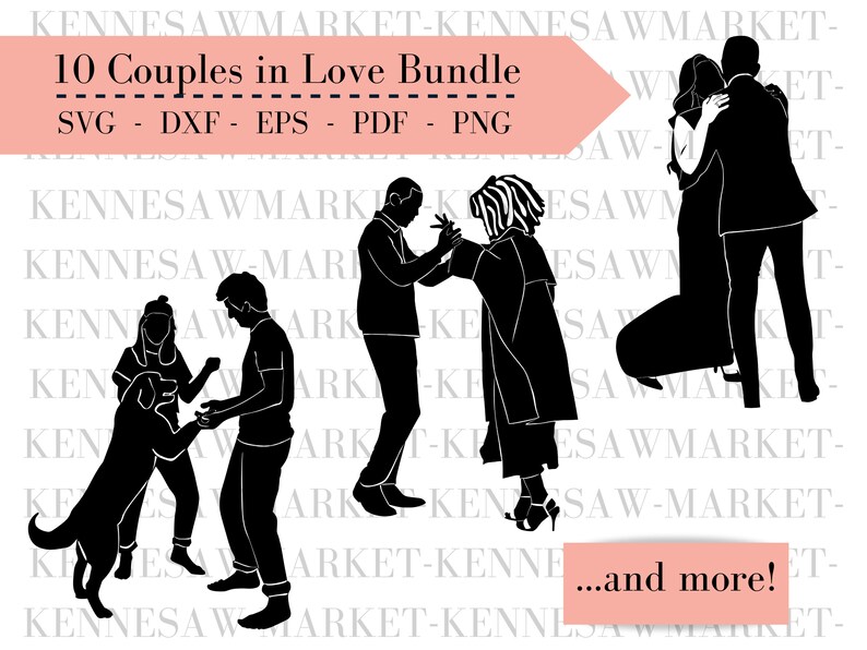 Couples in Love Silhouette Bundle With Svg, Dxf, Eps, Pdf, Png ...