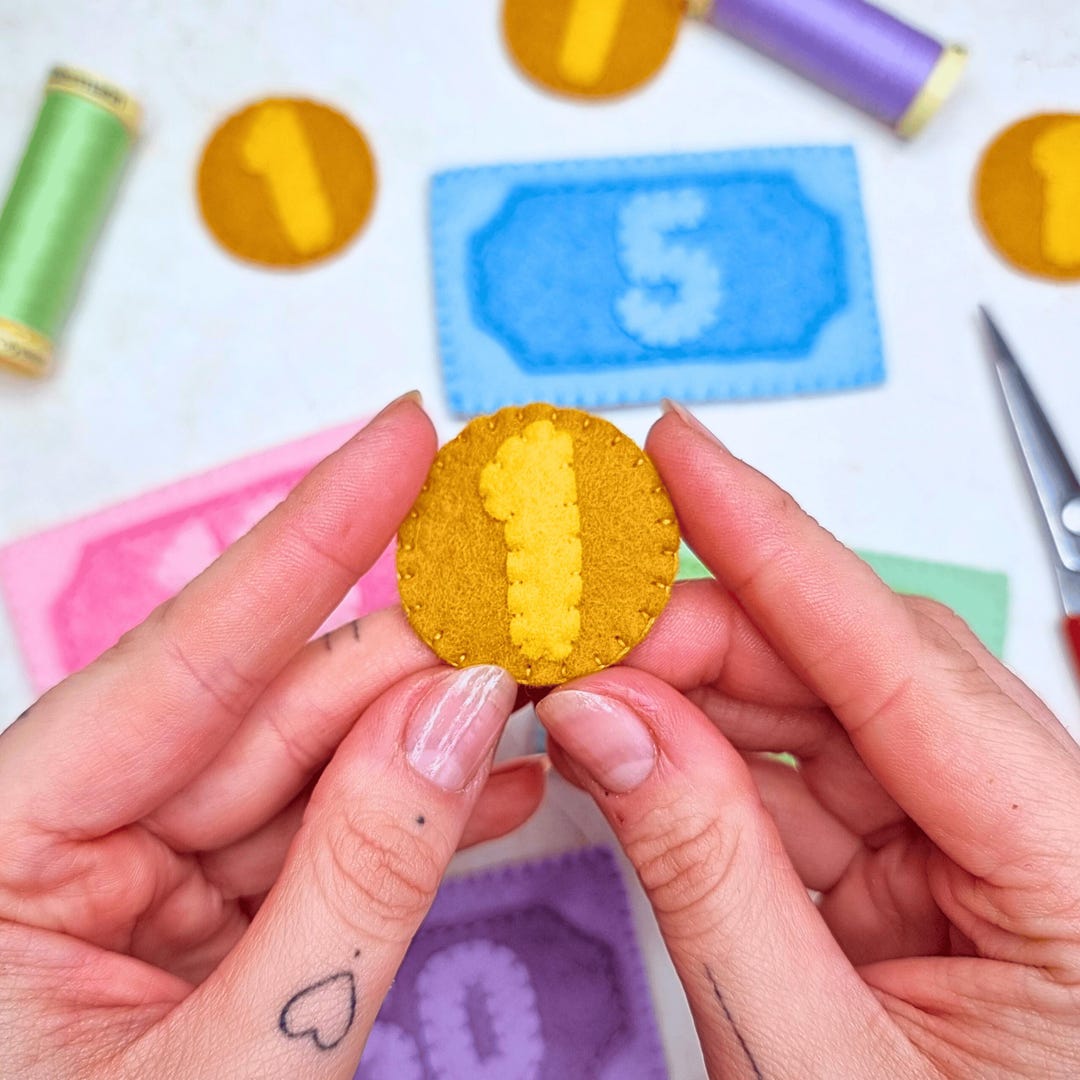 Felt Play Bank Notes and Coins PDF Sewing Pattern: Easy DIY Educational ...