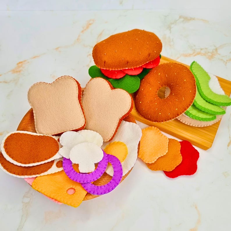 5 Felt Food Sewing Pattern Bundle: Sandwich, Pancakes, Cake, Drinks ...